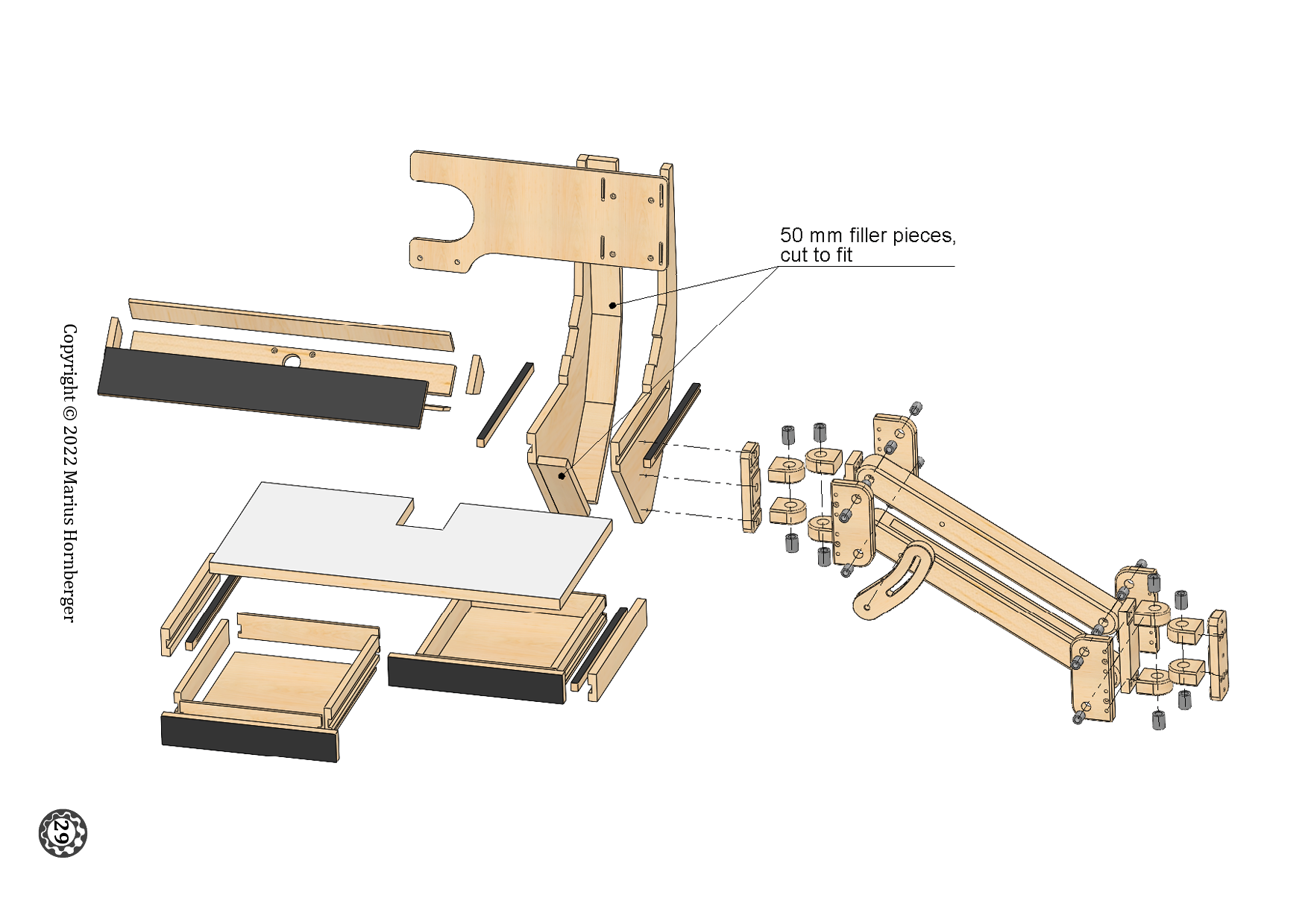 Height adjustable computer arm plans/dimensions – Marius Hornberger ...